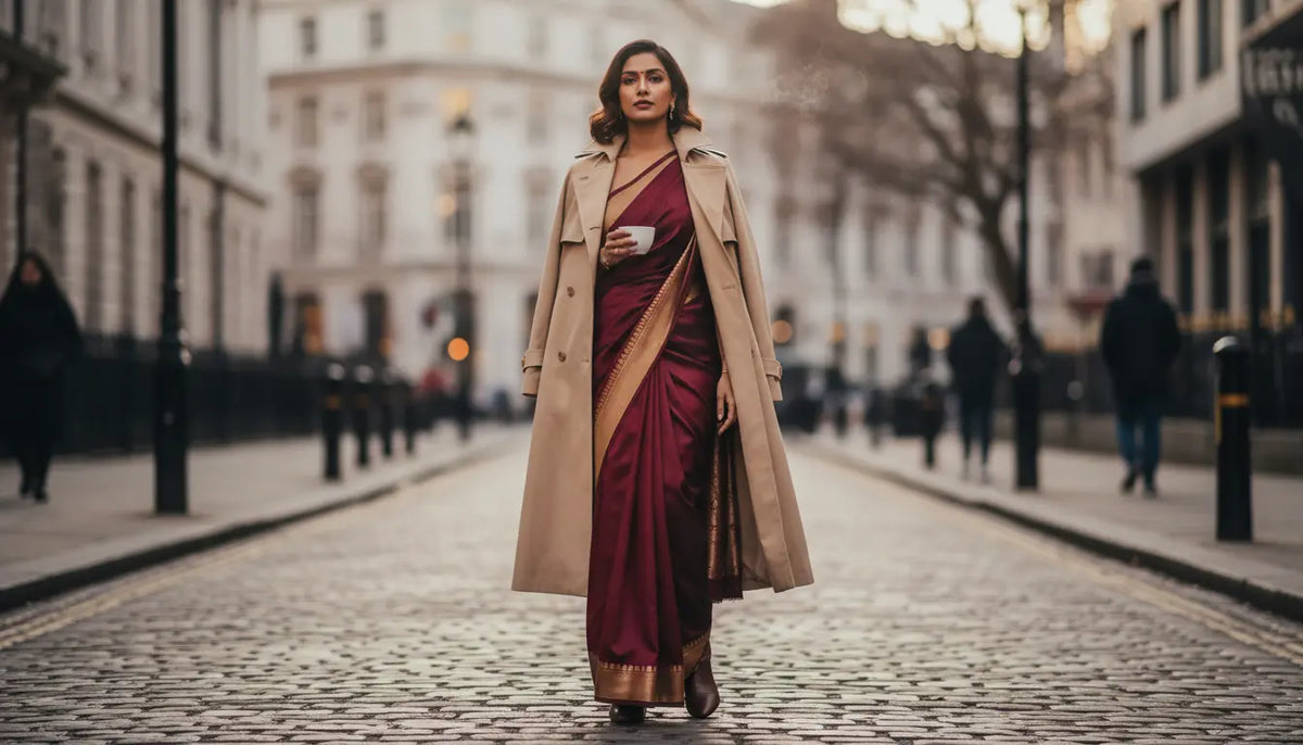 How to Style Saree in Winter with Sweater, Coat, and Jacket