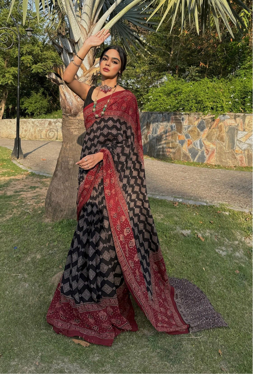 Hand Dyed Ajrak Design - Pakistan's 1st Online Saree Store – The Saari ...