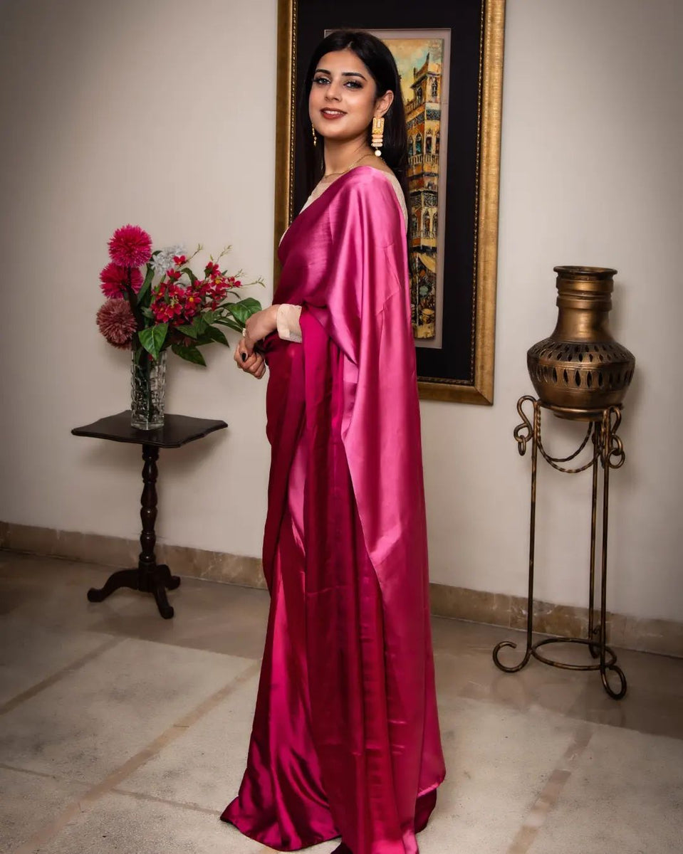 Tea Pink Ombré Silk Saree - Online Saree in Pakistan – The Saari Girl ...