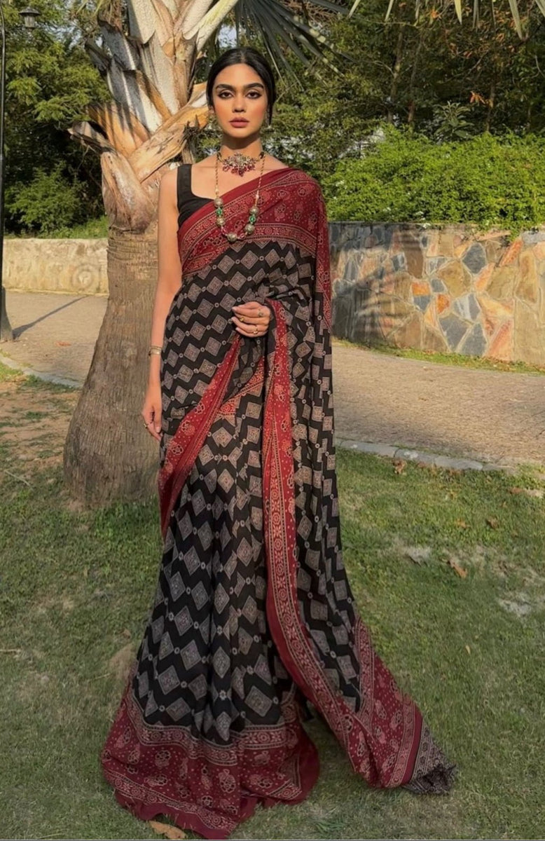 Hand Dyed Ajrak Design - Pakistan's 1st Online Saree Store – The Saari ...